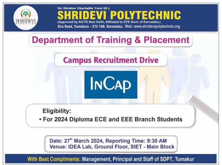 DEPARTMENT OF TRAINING AND PLACEMENT | SHRIDEVI POLYTECHNIC